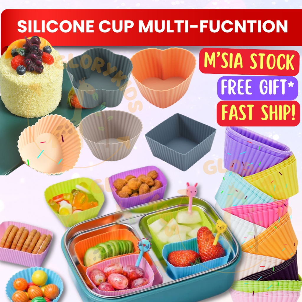 Bento Lunch Box Divider Silicone Cup Cawan Bekal Makanan Cup Cake Mould ...