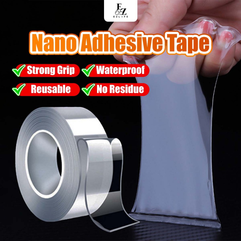 EzLife 5M Reusable Transparent Nano Adhesive Tape Multipurpose Double ...