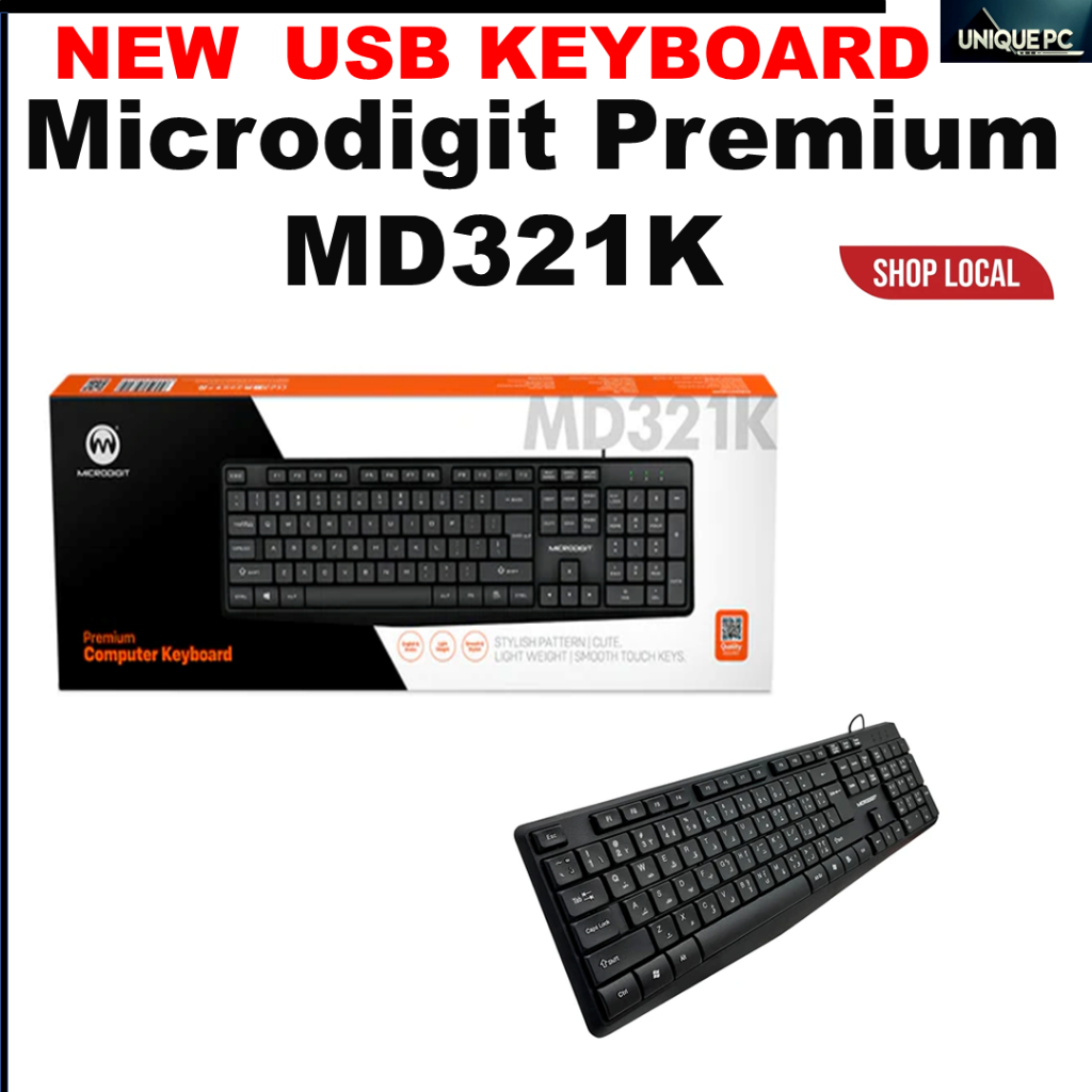 Wired USB Keyboard Microdigit Premium MD321K) Slim, Wired USB Keyboard ...