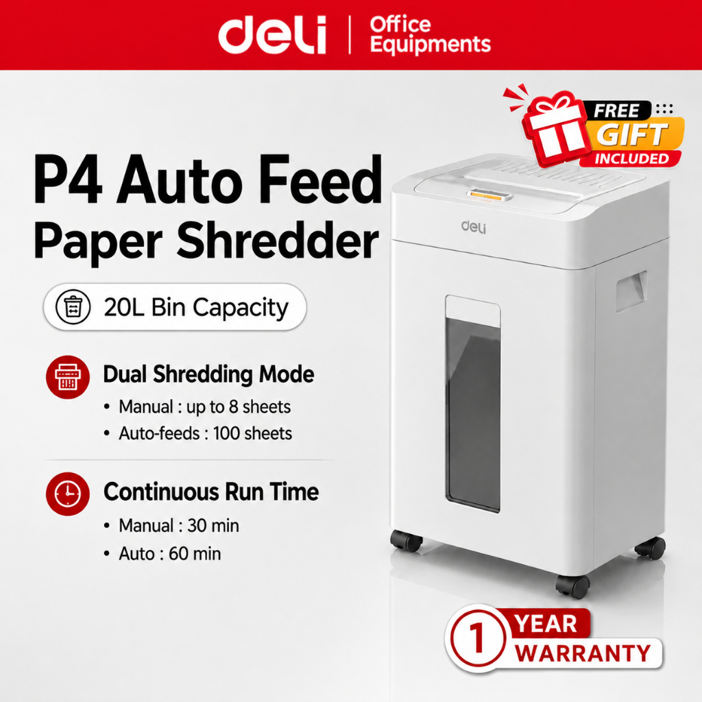 Deli Smart Auto Feed Paper Shredder 20L Machine Cutter Shred 100 Sheets ...