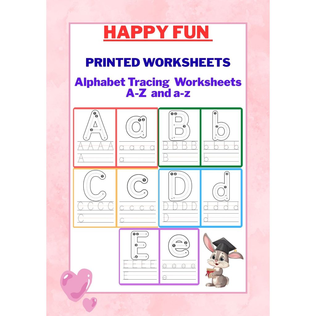 Printed Worksheets Tracing Alphabet ABC UpperCase Letter Lowercase ...