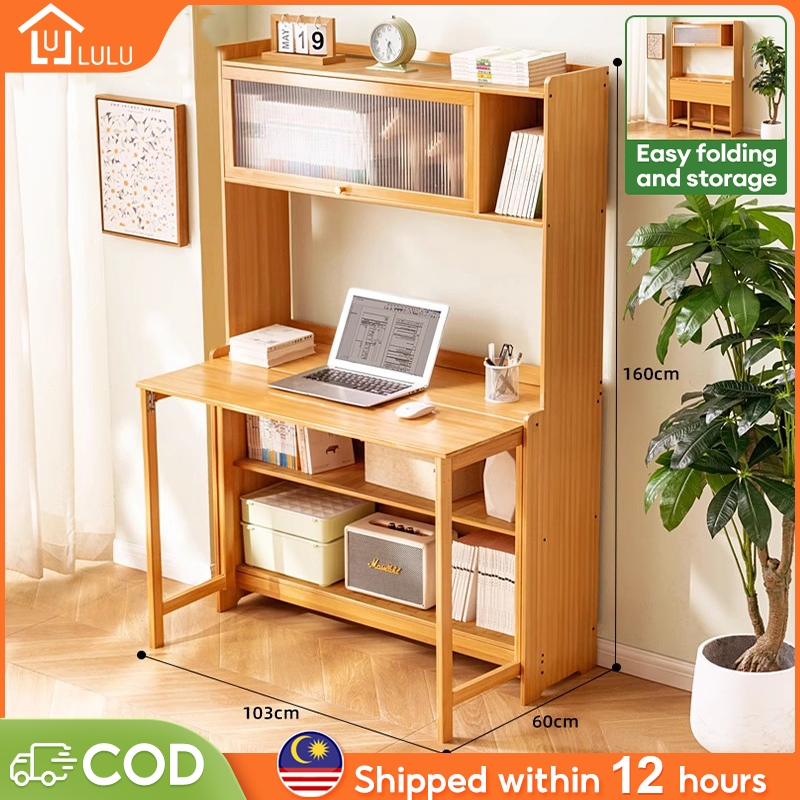 LULU Computer Desk Study Table 83/103CM Foldable Desk Computer Table ...