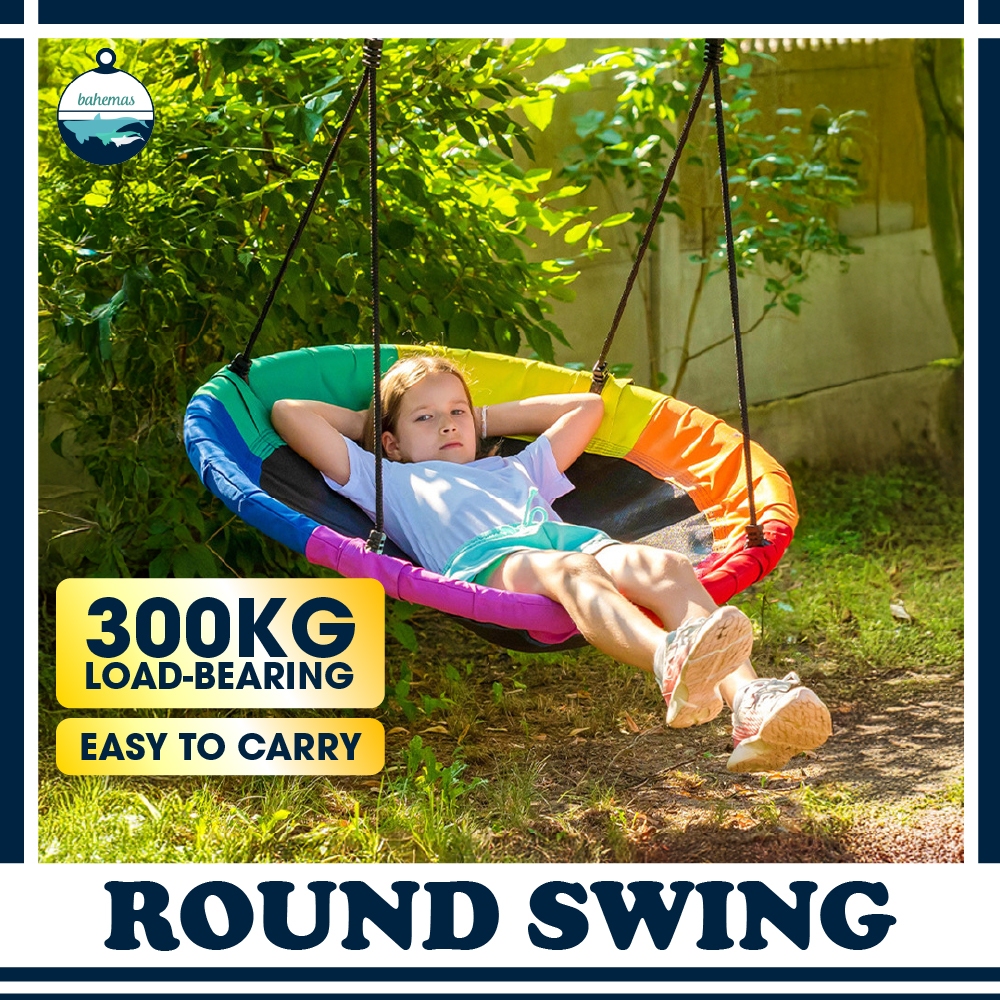 Round Saucer Swing Oxford 100cm Waterproof Round Swing Indoor Outdoor ...