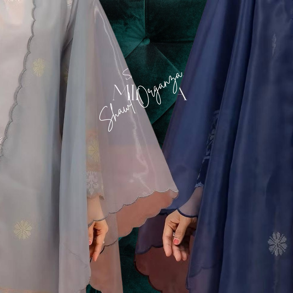 Shawl Oragandi Embroidered Malay Organza Shawl Scarf Klasik look ...