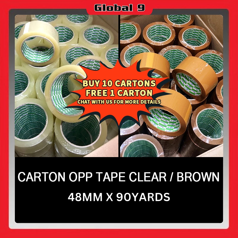 M-ONE (CARTON) Opp Tape Clear / Coklat, 48mm / 72mm x 90yards (96roll ...