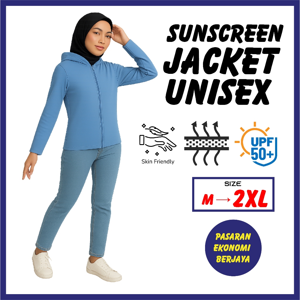 UPF50+ SUN PROTECTIVE JACKET UNSIEX DEWASA / MICROFIBER LEMBUT ICE SILK ...