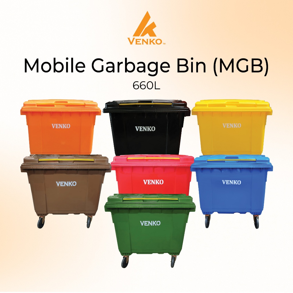 [660L / 1100L] Venko Green Mobile Garbage Bin / Tong Sampah Bergerak ...