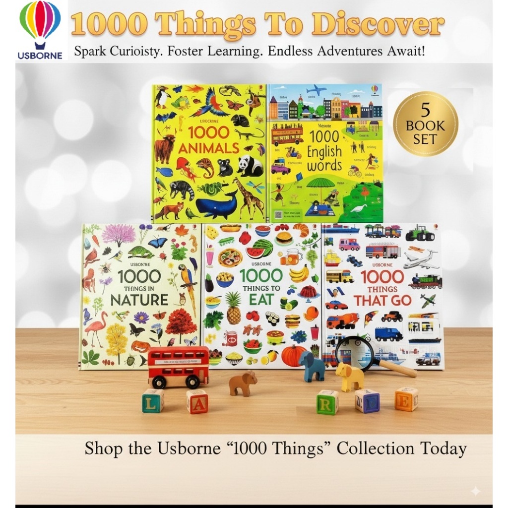 Usborne 1000 Things Book (5 Books set) 1000 English words/ Animals/1000 ...