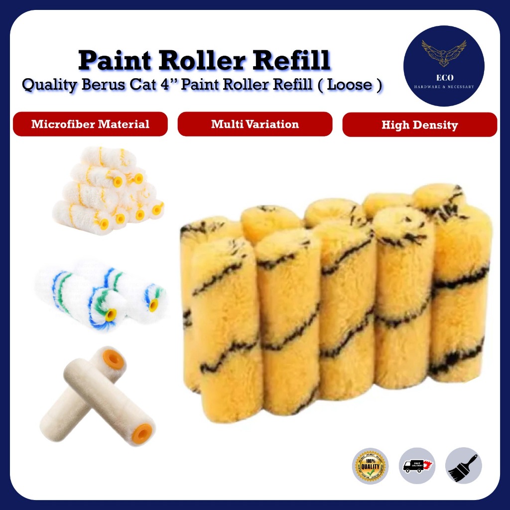 4" Paint Roller Refil Solvent Base Roller Cat Dinding Minyak Berus Cat ...