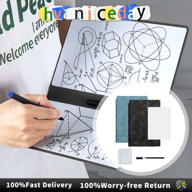 A5 Whiteboard Notebook Writing Pad Whiteboard Erasable PU Leather ...