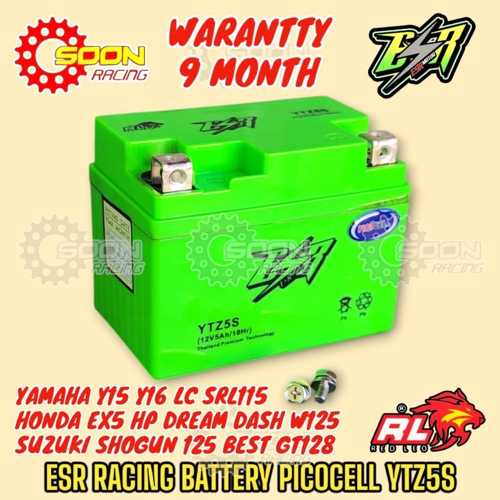 ESR RACING YTZ5S BATTERY PICOCELL YAMAHA Y15 Y16 LC SRL115 HONDA EX5 ...