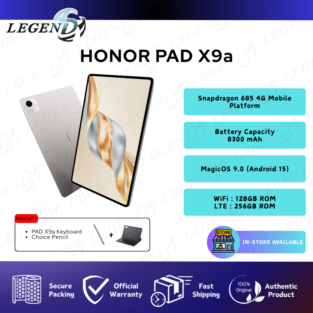 [MY Set] Honor Pad X9A (8GB+128GB | 8GB+256GB) Original Tablet | LTE ...