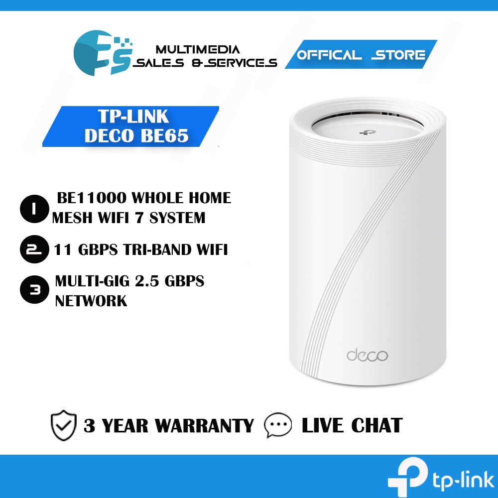 Tp-Link Deco BE65 BE11000 Whole Home Mesh WiFi 7 System (1Pack / 2Pack ...