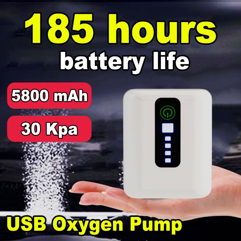 USB Oxygen Pump Portable Rechargeable 5800mAh Battery Super Silent ...