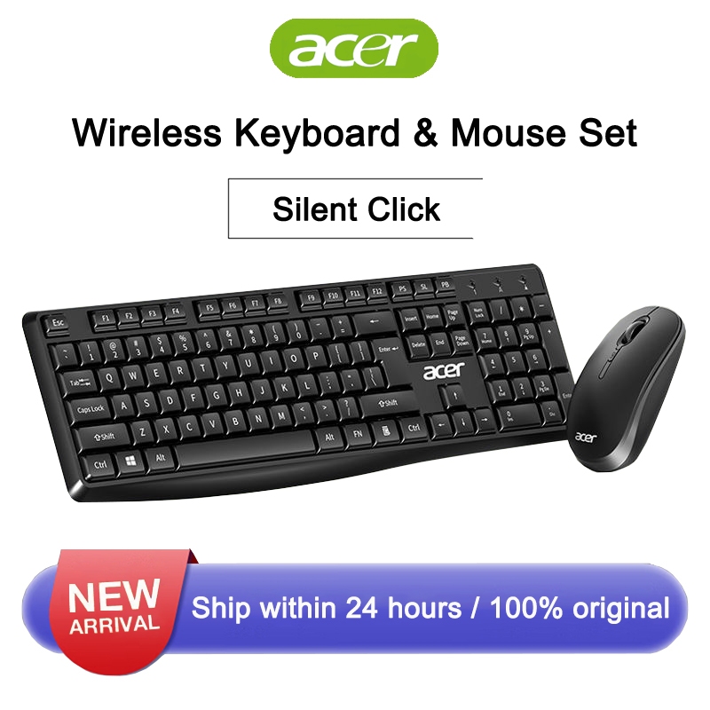 Acer KM41-2K Wireless Keyboard Mouse 1 Set Silent Click 2.4GHz USB ...