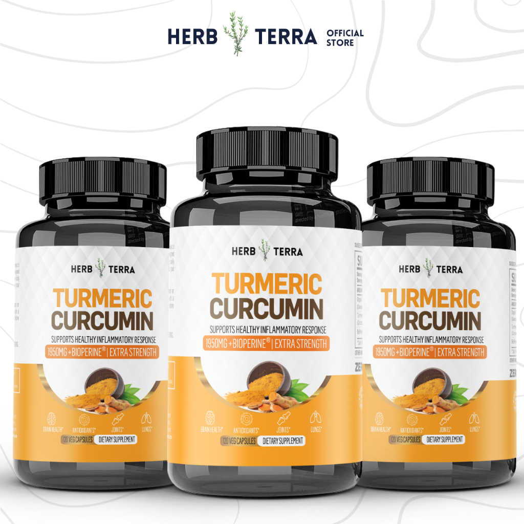 [Bundle of 3] Herb Terra Turmeric Curcumin - Joint, Inflammation & Antioxidant Support (3 x 120 ...