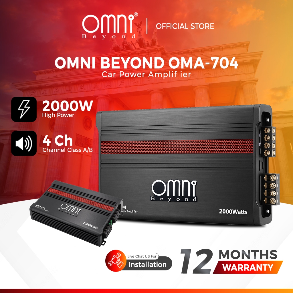 OMNI BEYOND OMA-704 Car Amplifier 2000W 12V Multichannel Power Amp ...