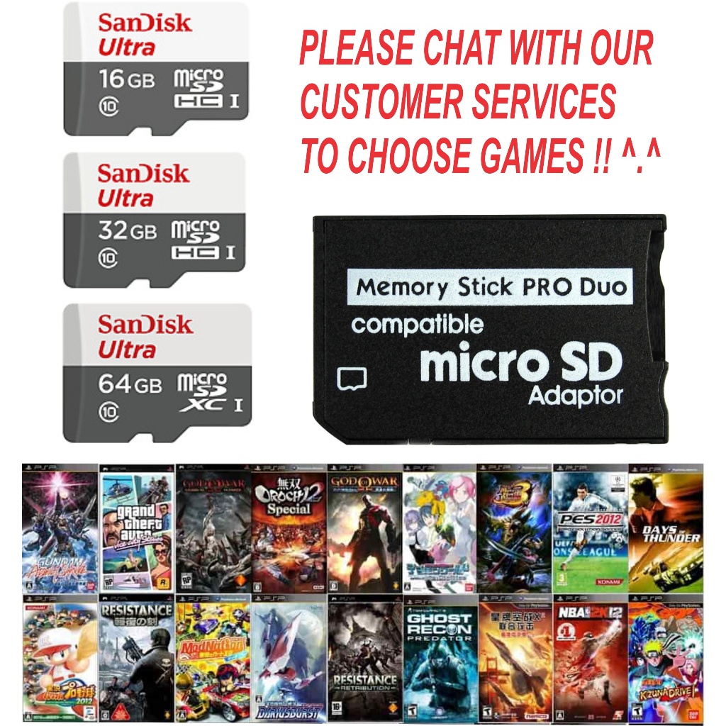 PSP GAMES MEMORY CARD FREE GAMES FREE PRO DUO ADAPTER. OVER 1000 PSP ...