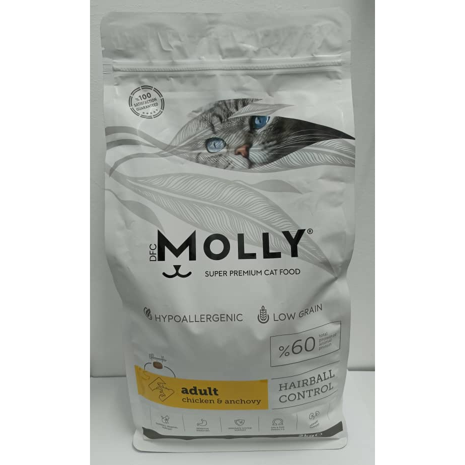 MOLLY ADULT HAIRBALL CONTROL CHICKEN & ANCHOVY (2KG) | Shopee Malaysia