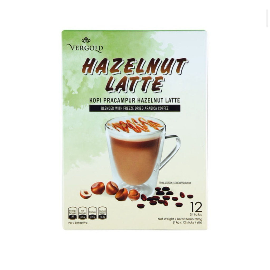 Vergold Hazelnut Latte - 12 sachets x 19g | Shopee Malaysia