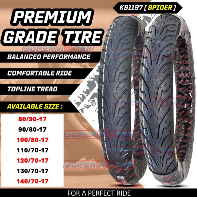 TAYAR Motor Tyre 17 inch 80/90-17 ~ 140/70-17 Bunga Spier (KST 1197 ...