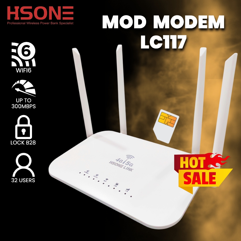 HSONE Modem Rumah Mod WIFI Tanpa Had 4G LTE LC117 WIFI 6 Modem Bypass ...