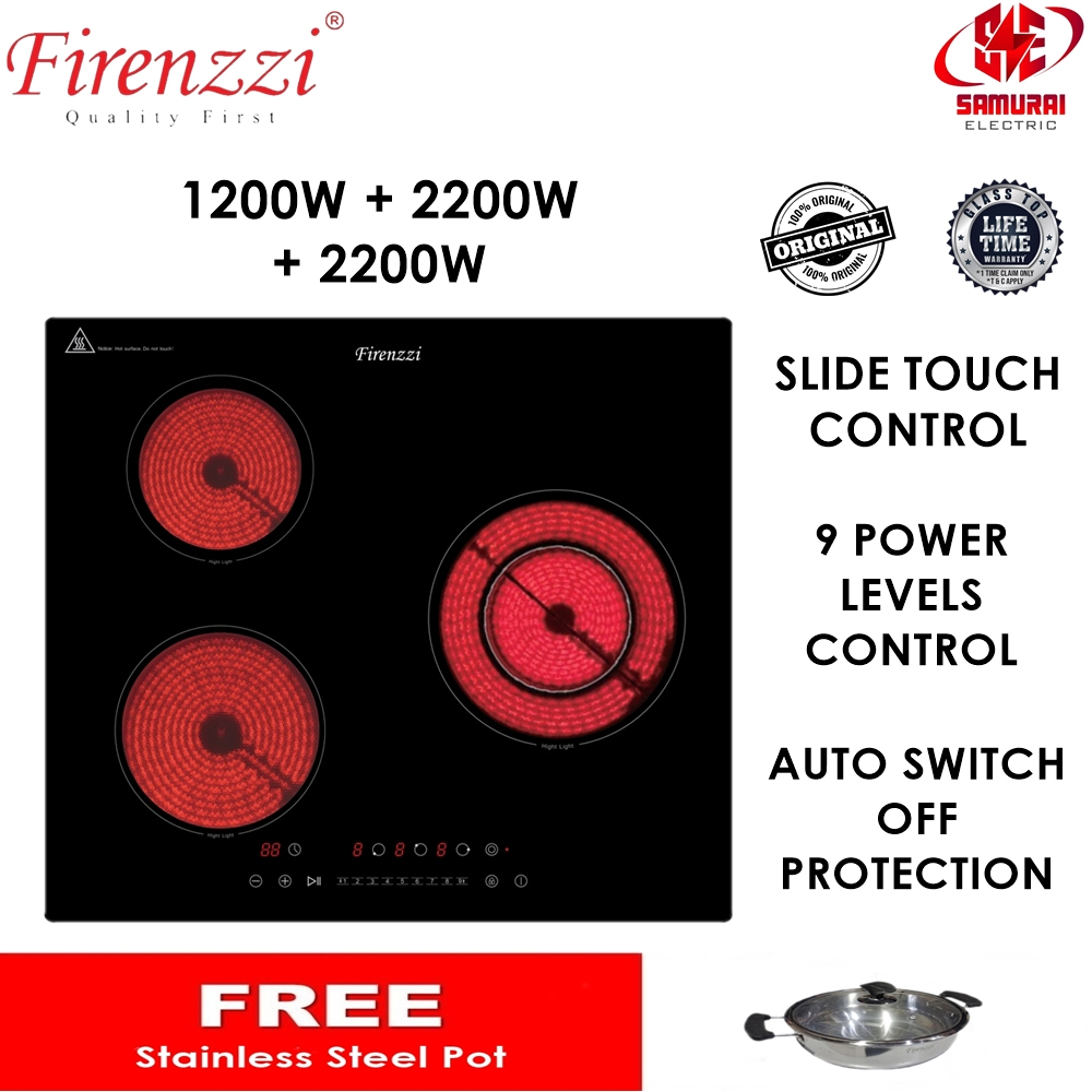Firenzzi Build-In Or Freestanding 3 Cooking Zones Ceramic Hob 5600 Watt ...