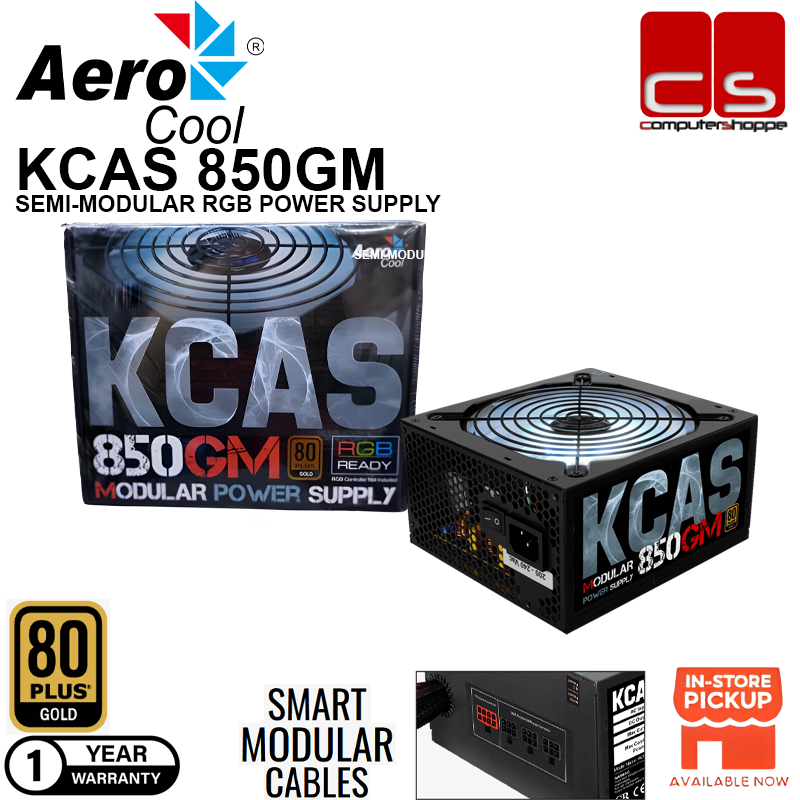 AERO COOL KCAS 850 GM 80+ GOLD PSU SEMI-MODULAR RGB POWER SUPPLY ...