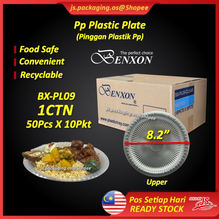 Benxon Disposable Plastic Plate / Party Plate / Pinggan Pakai Buang 8.2 ...