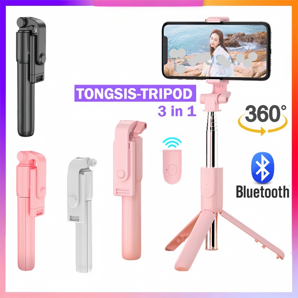 360° Rotate 3 in1 Bluetooth Selfie Stick Monopod Tripod Remote Control ...