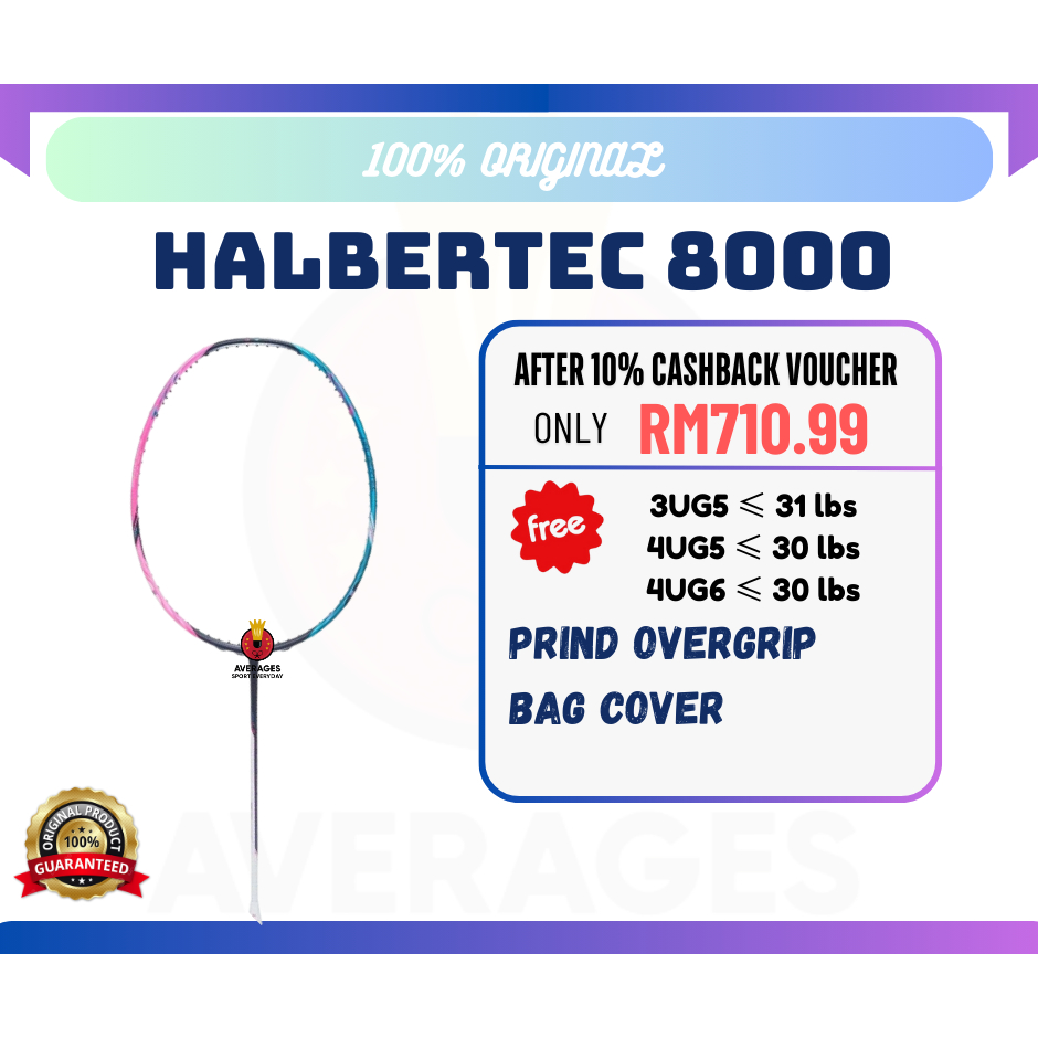 【READY STOCK】100% Original Halbertec 8000 Badminton Unstrung Racket ...