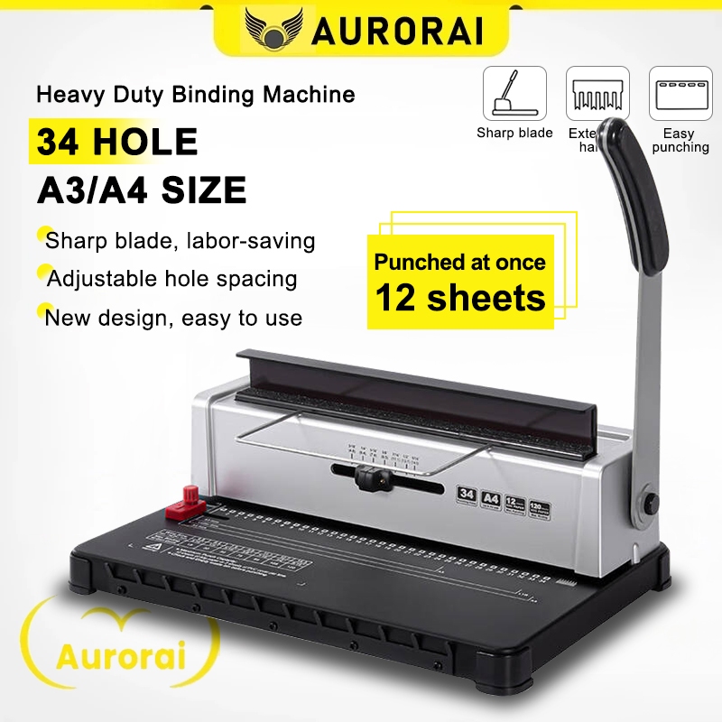 34 Holes Heavy Duty Comb Binding Machine A3/A4 Paper Puncher Document ...