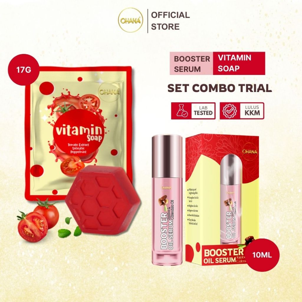 𝐎𝐇𝐀𝐍𝐀 Skincare Set Booster Serum (10ml) + Vitamin Soap (17g) Dry Skin ...
