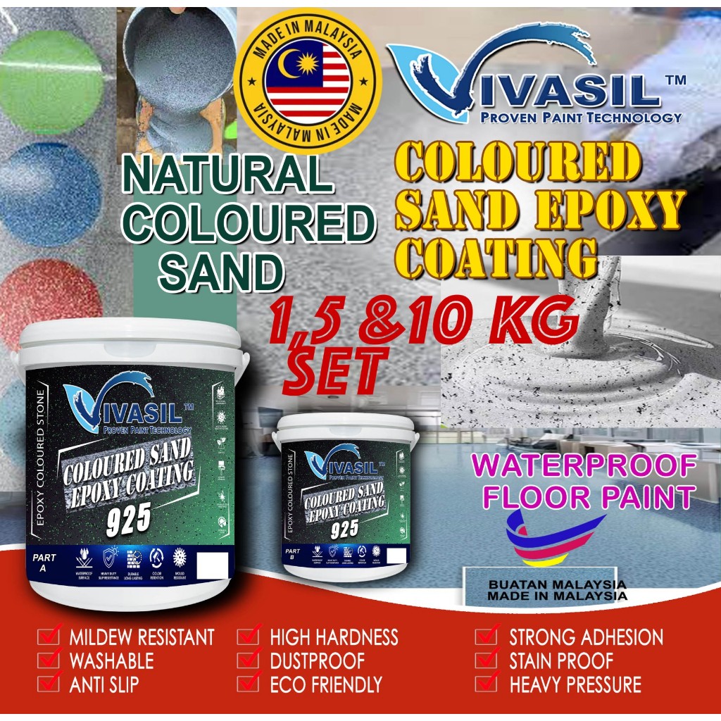 1KG & 5KG Epoxy Coloured Sand floor Coating,waterproof,heavy duty,for ...