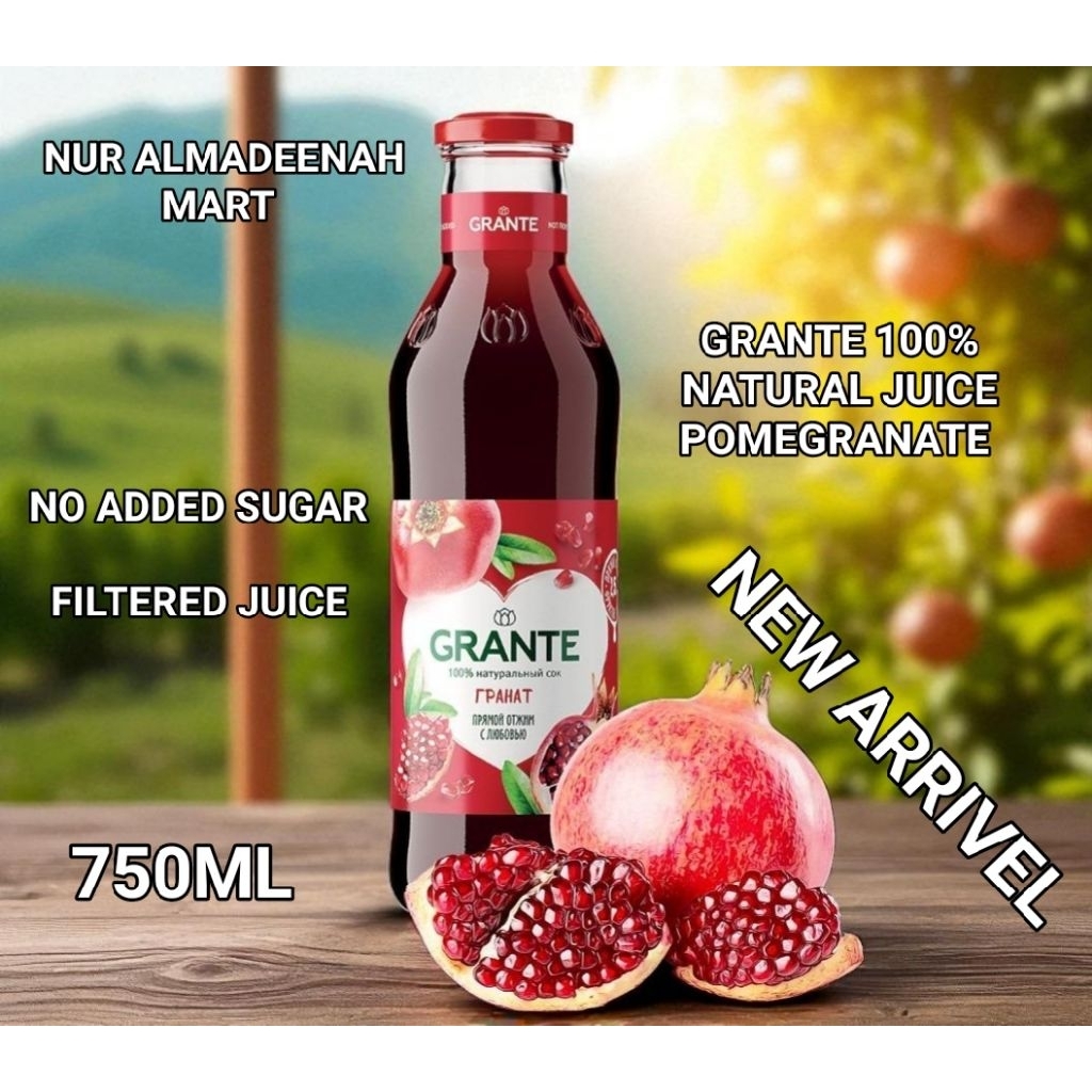 GRANTE 100% NATURAL (FILTERED) POMEGRANATE JUICE 750ML | Shopee Malaysia