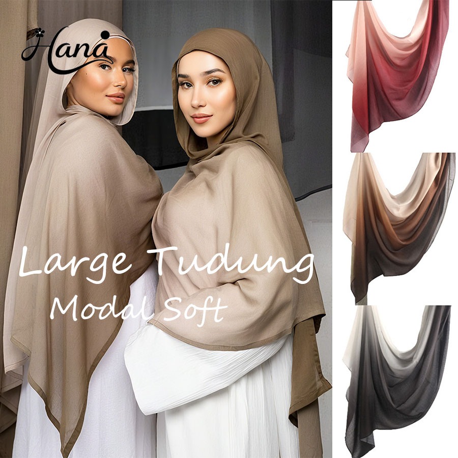 Tudung Plain Cotton Modal Gradient Hijab Head Scarf Breathable Solid ...