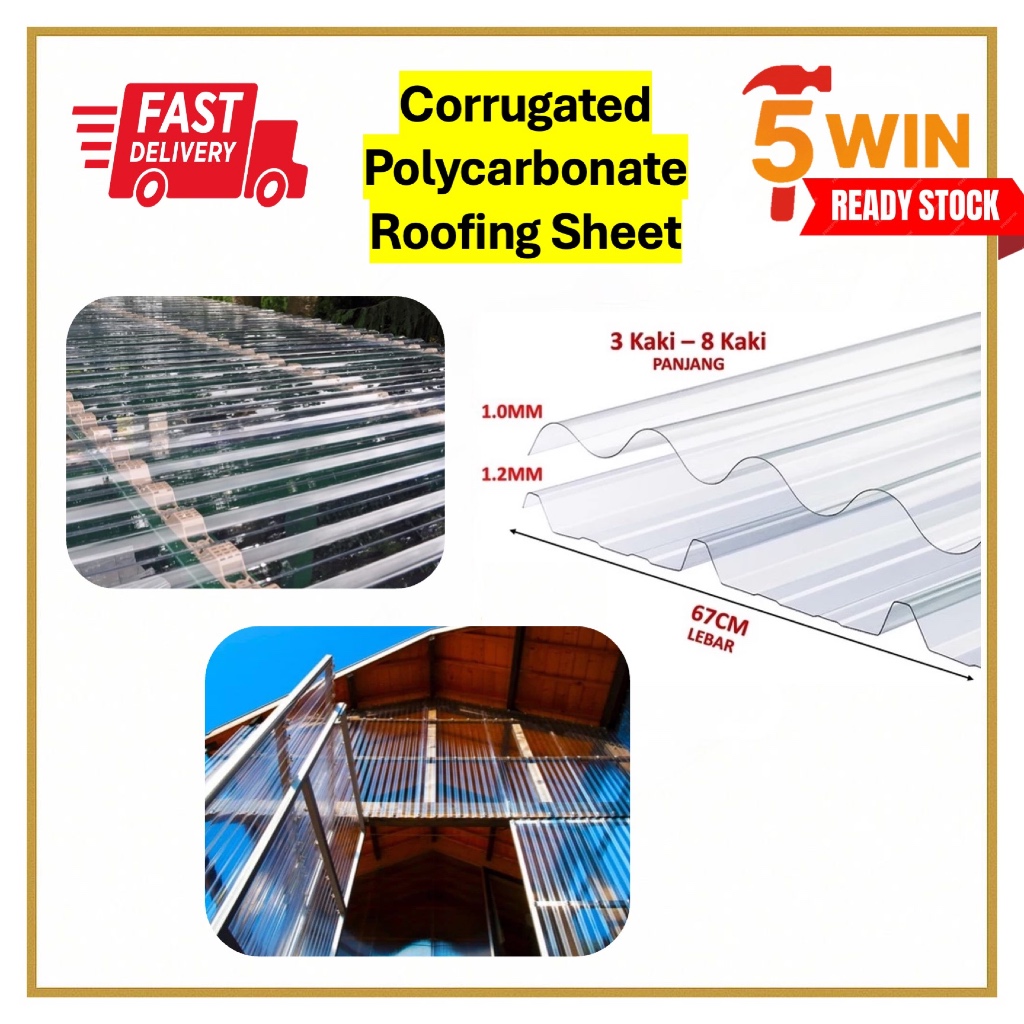 tap Cerah Transparent Corrugated Polycarbonate Roofing Sheet | Lutsinar ...