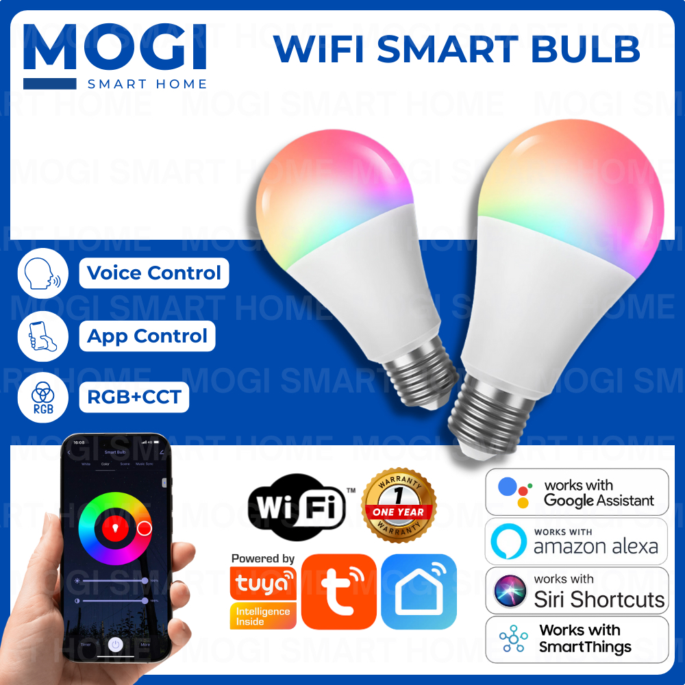 MOGI WiFi Smart Bulb LED E27 RGB+CCT 9W/15W Multicolor Tuya Smart Smart ...