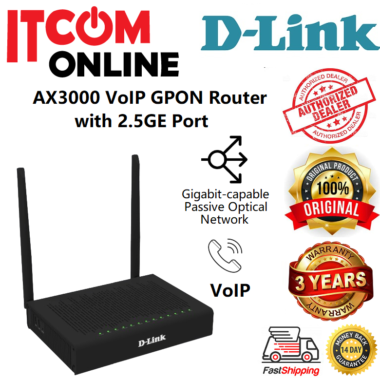 D-LINK 2.5G WIFI 6 DUALBAND AX3000 VOIP SUPPORT MODEM GPON ROUTER (DPN ...