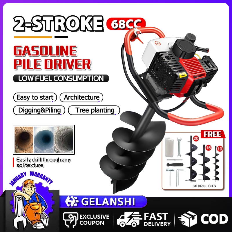 Driller Earth Auger Machine 68cc Mesin Penebuk Gali Tanah Auger 2 ...