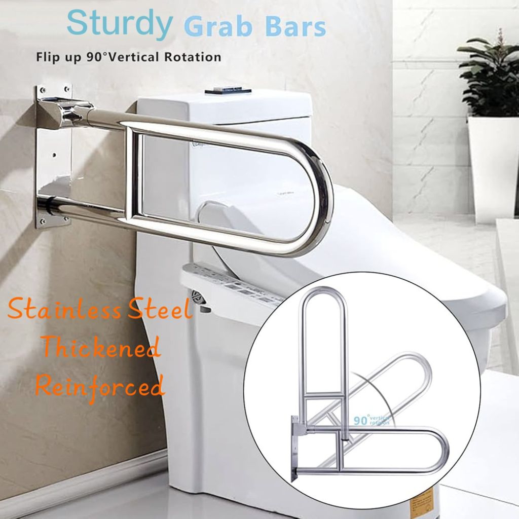 Foldable U Shape 304 Stainless Steel Bathroom Toilet Safety Grab Bar ...