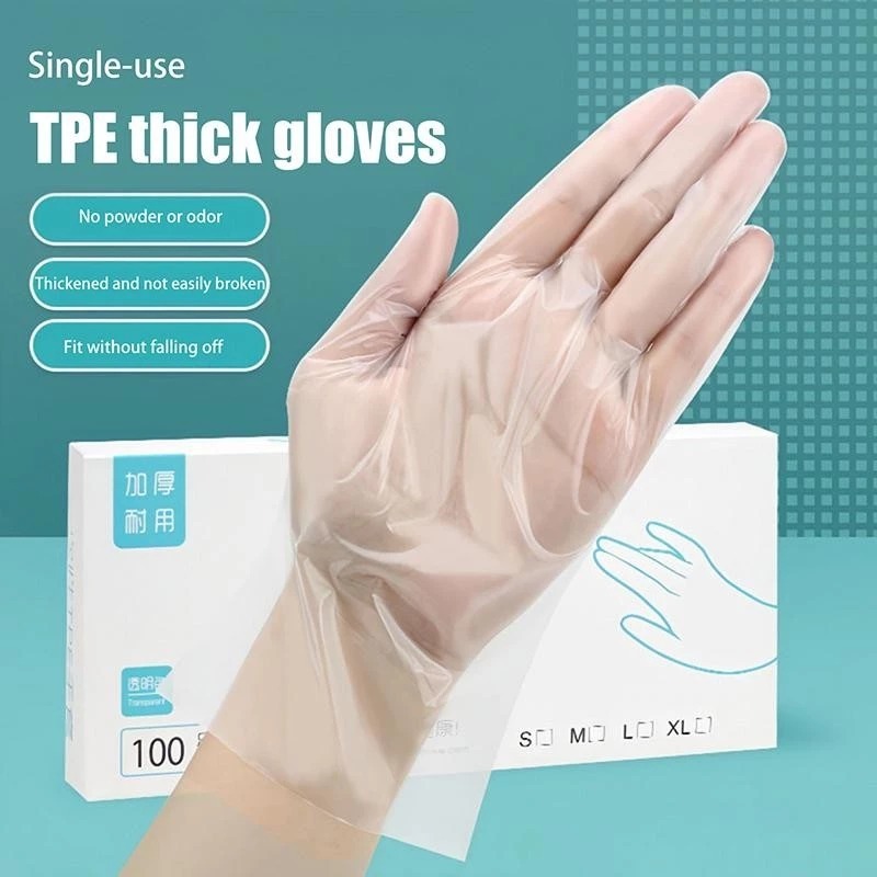 100Pcs/Box Food-Grade TPE Disposable Pull-out Gloves Thicken PVC Oil ...