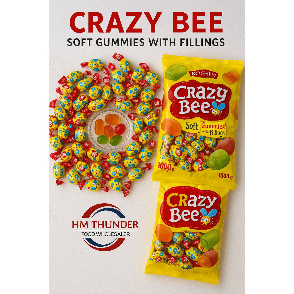 Roshen Crazy Bee Soft Gummies with Fruity Fillings – 1kg ±146pcs ...