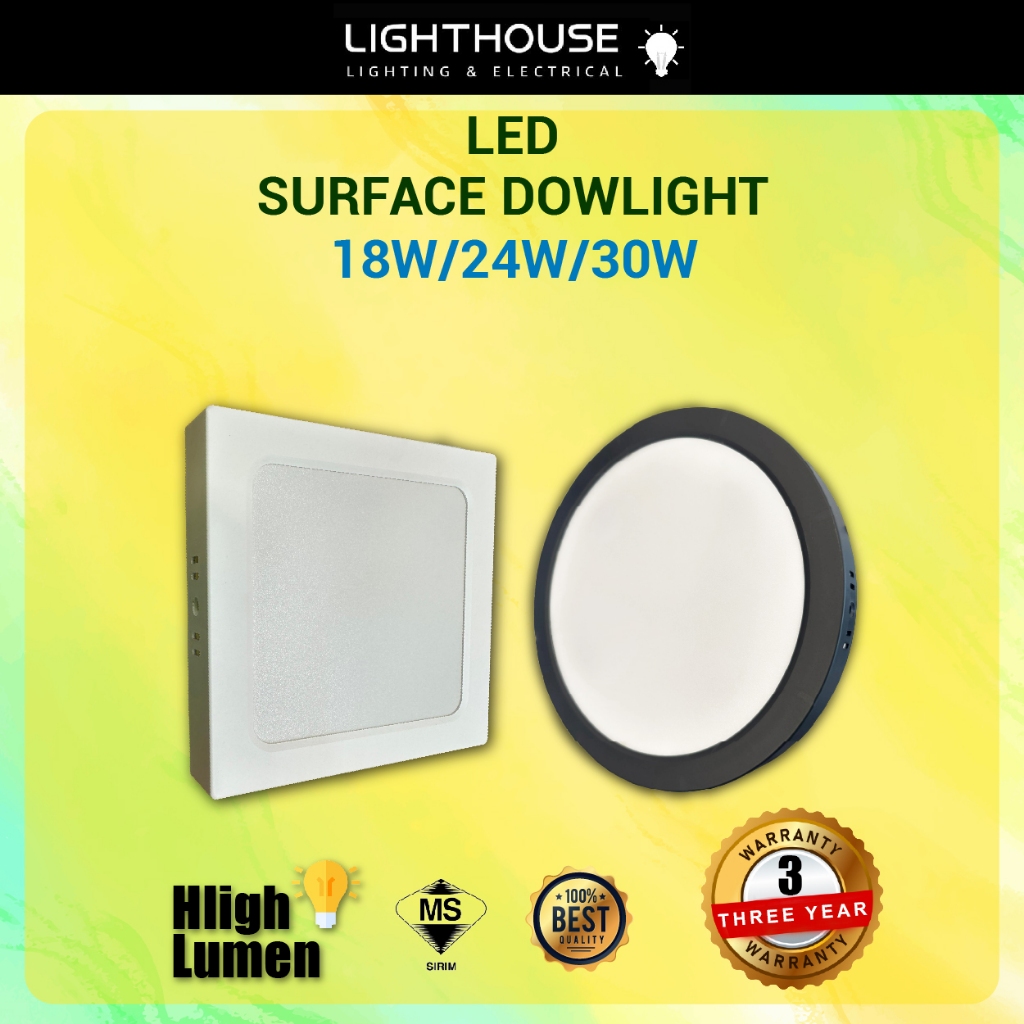 [ LIGHTHOUSE💡] LED SURFACE DOWNLIGHT 6"18W 8"24W 12"30W Round Square ...