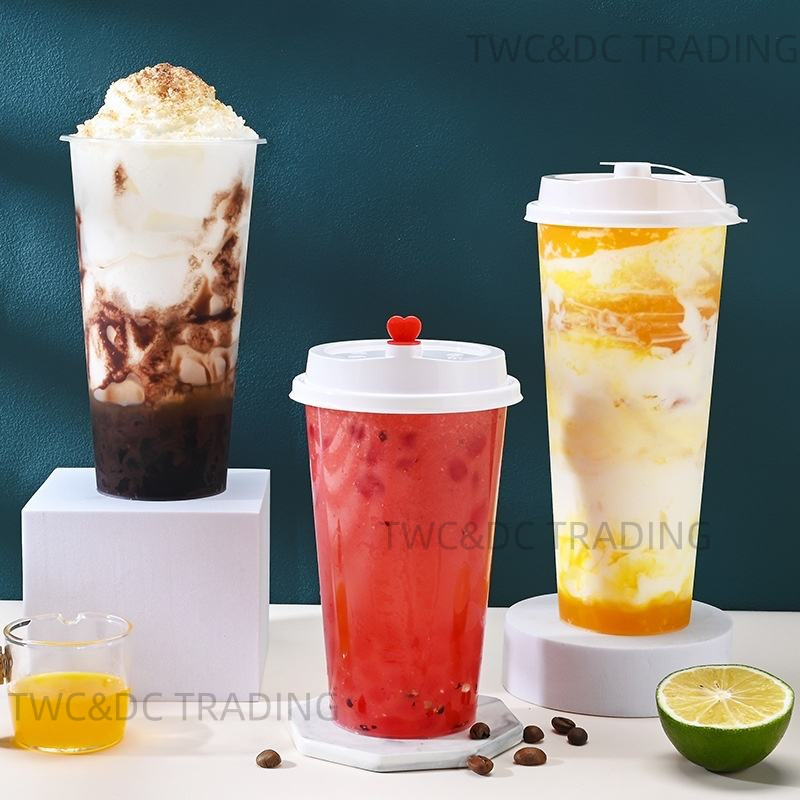 [25pcs] Thick PP Injection Cup (Clear & Frosted) 400/500/600/700ml | Cup Only / Cup with Lid ...