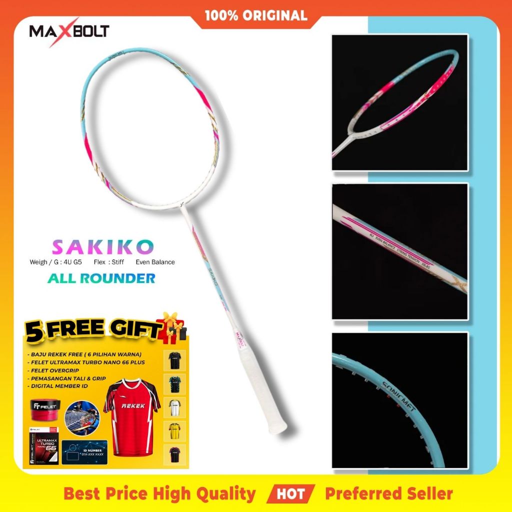 MAXBOLT Sakiko NM (Neng Mawar) Badminton Racket Original | Raket ...