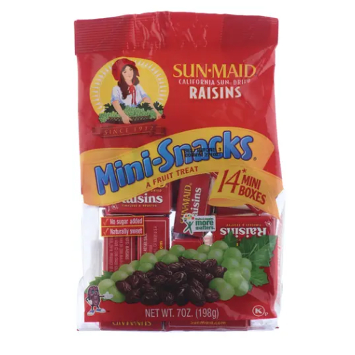 Sunmaid California Raisins Mini Snack-14 x 14.1 g (Kismis Travel Pack ...