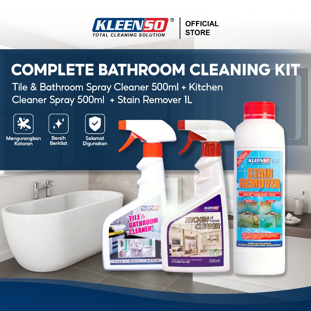 KLEENSO Complete Bathroom Cleaning Kit - Tile And Bathroom Cleaner ...
