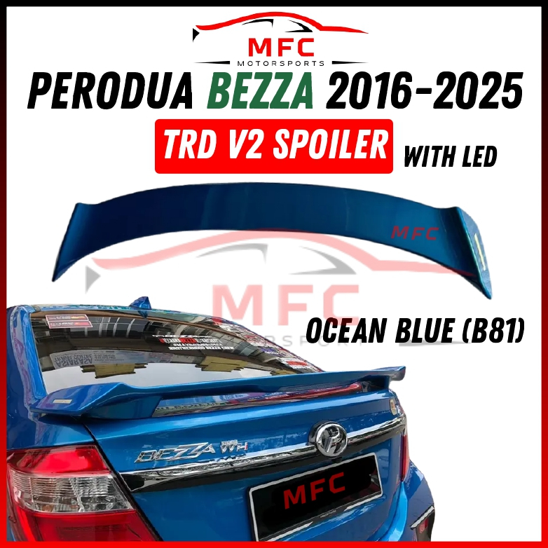 Perodua BEZZA 2016-2025 TRD V2 Spoiler with TRD Sportivo logo and LED ...