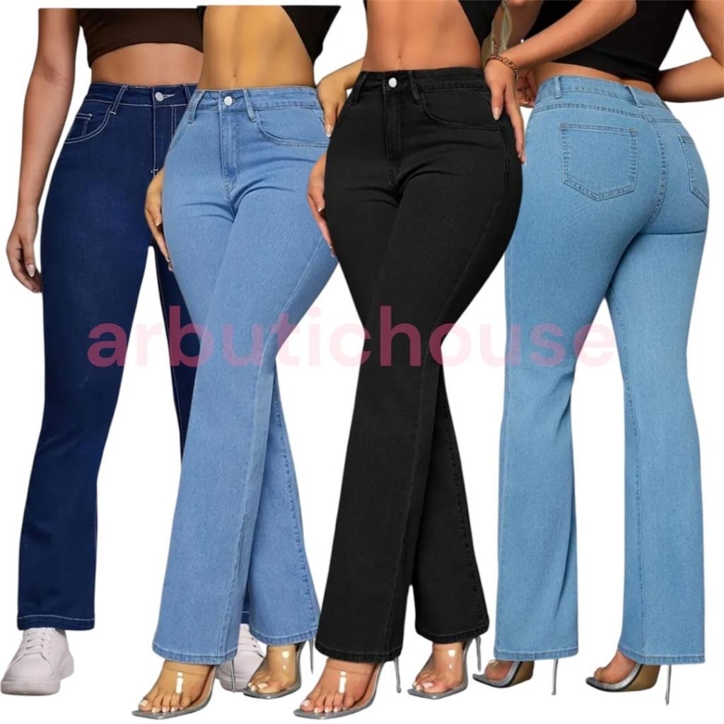 🔥stright cut women high quality jeans kain denim stretchable ready ...